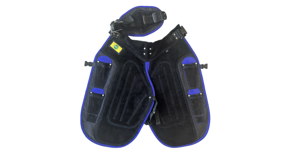 Pro Elite Black with Blue Trim Long Apron - APPEBLL